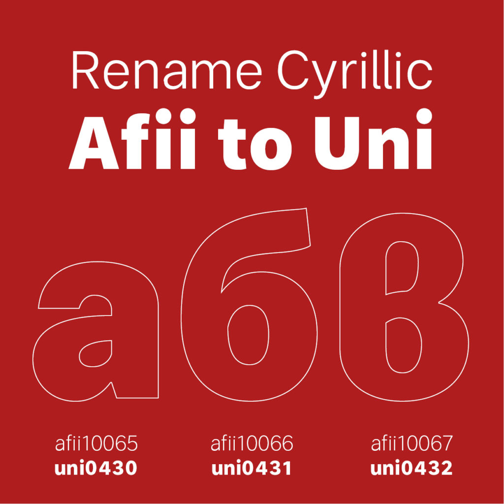 Rename Cyrillic Afii to Uni