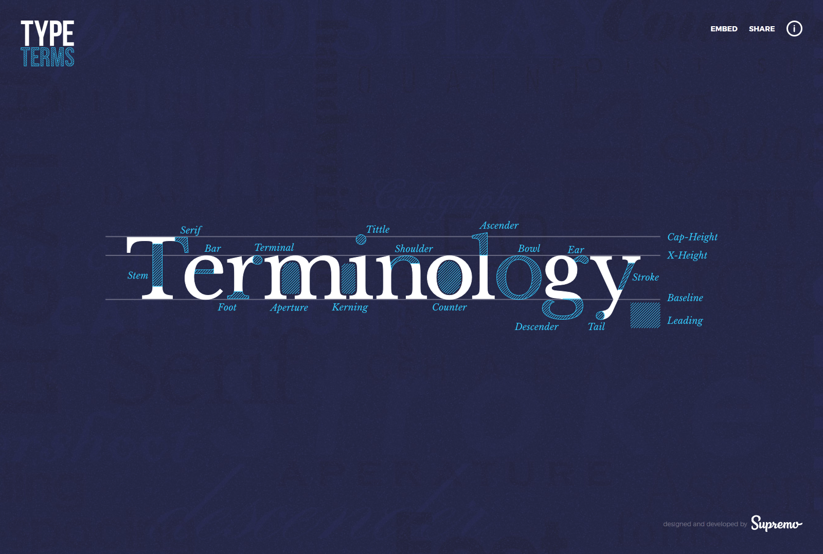 Glossary of typographic terms